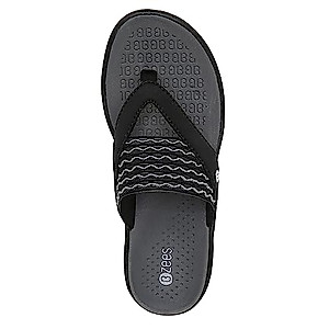 BZees Womens Cabana Sandal Flip-Flop, Black, 10 Wide US