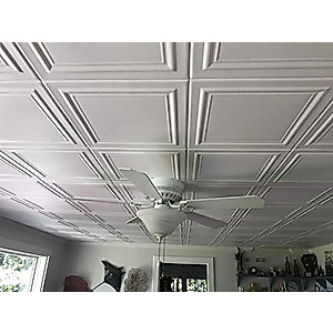 A La Maison Ceilings R24 Line Art Foam Glue-up Ceiling Tile (128 sq. ft./Case), Pack of 48, Plain White