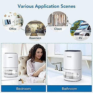 Acekool 35oz Dehumidifier Small Dehumidifier 2 in 1 with 7 Colorful Lights, Low Energy Portable Small Air Dehumidifiers for Home Bedroom Bathroom, Auto-off & Timer Function, Ultra Quiet 25dB, White