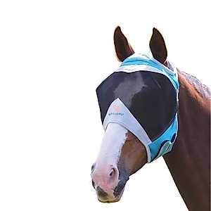Fly Guard Fine Mesh Horse Fly Mask with Ear Holes (Teal, Pony)