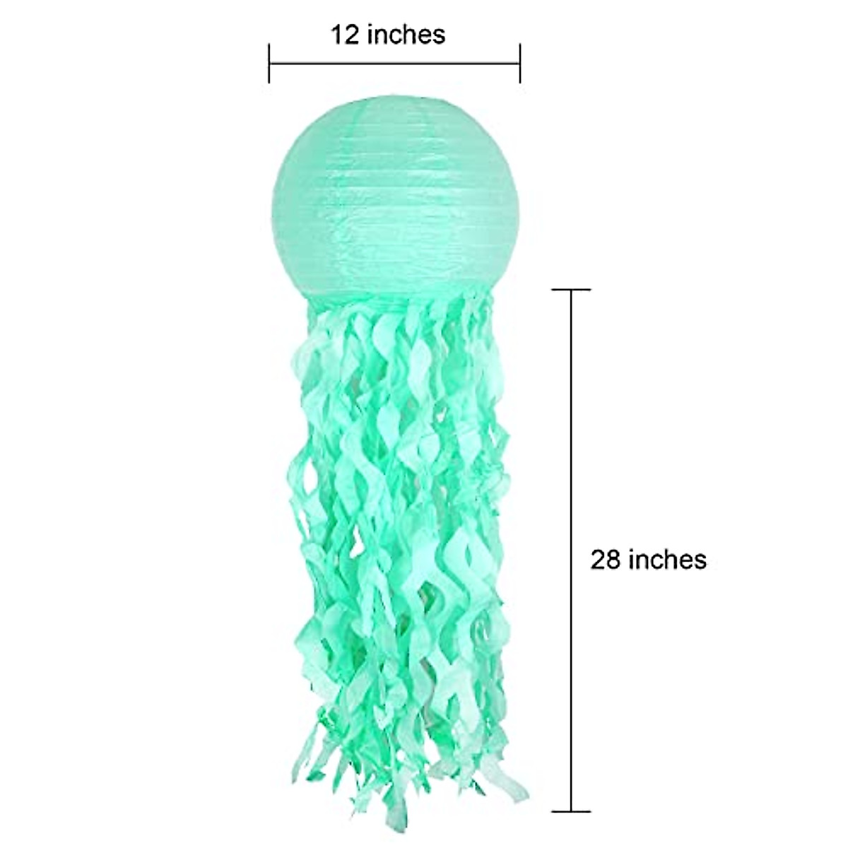 Jellyfish Paper Lantern Hanging Decoration, UNIIDECO Jelly Fish Mermaid Decor for Party, Under The Sea Mermaid Birthday Party Supplies, Ocean Theme Classroom Decorations (Green)