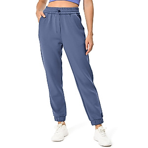 Colorfulkoala Women's High Waisted Ultra Soft Modal Joggers Running Sweatpants Casual Lounge Pants with Pockets (L, Niagara Blue)