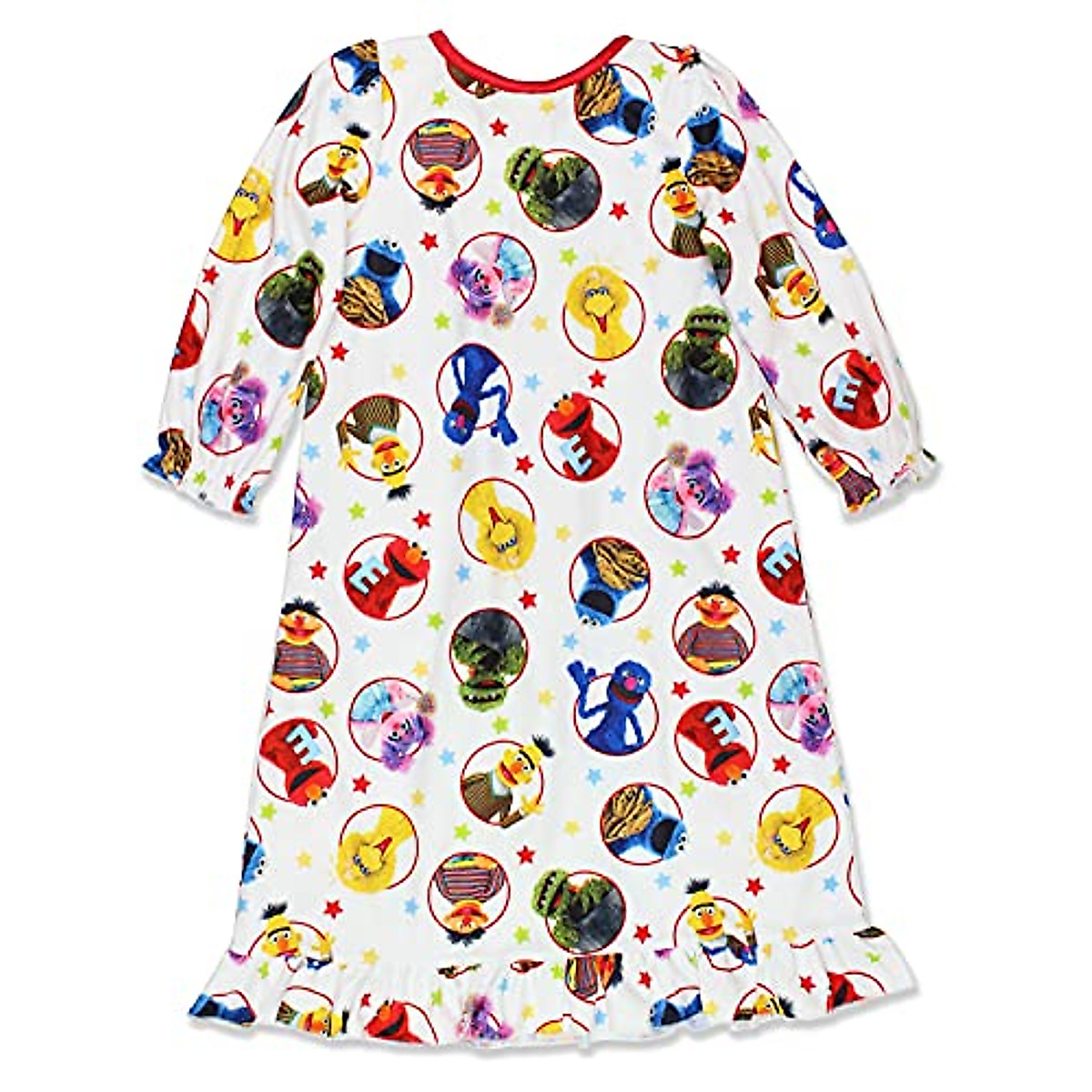 Sesame Street Elmo Infant Toddler Girls Granny Gown Nightgown (18 Months, White)