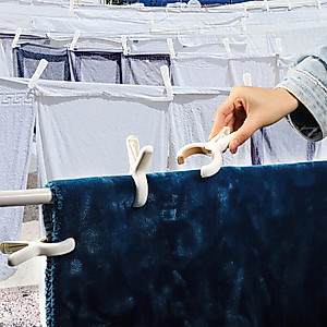 PAMISO 12 PCS Beach Towel Clip, Cloth Pins, Quilt Drying Clip, Plastic Clothespins, Strong Grip Holder to Dry Laundry on Clothesline and Hanging Rack(Small)