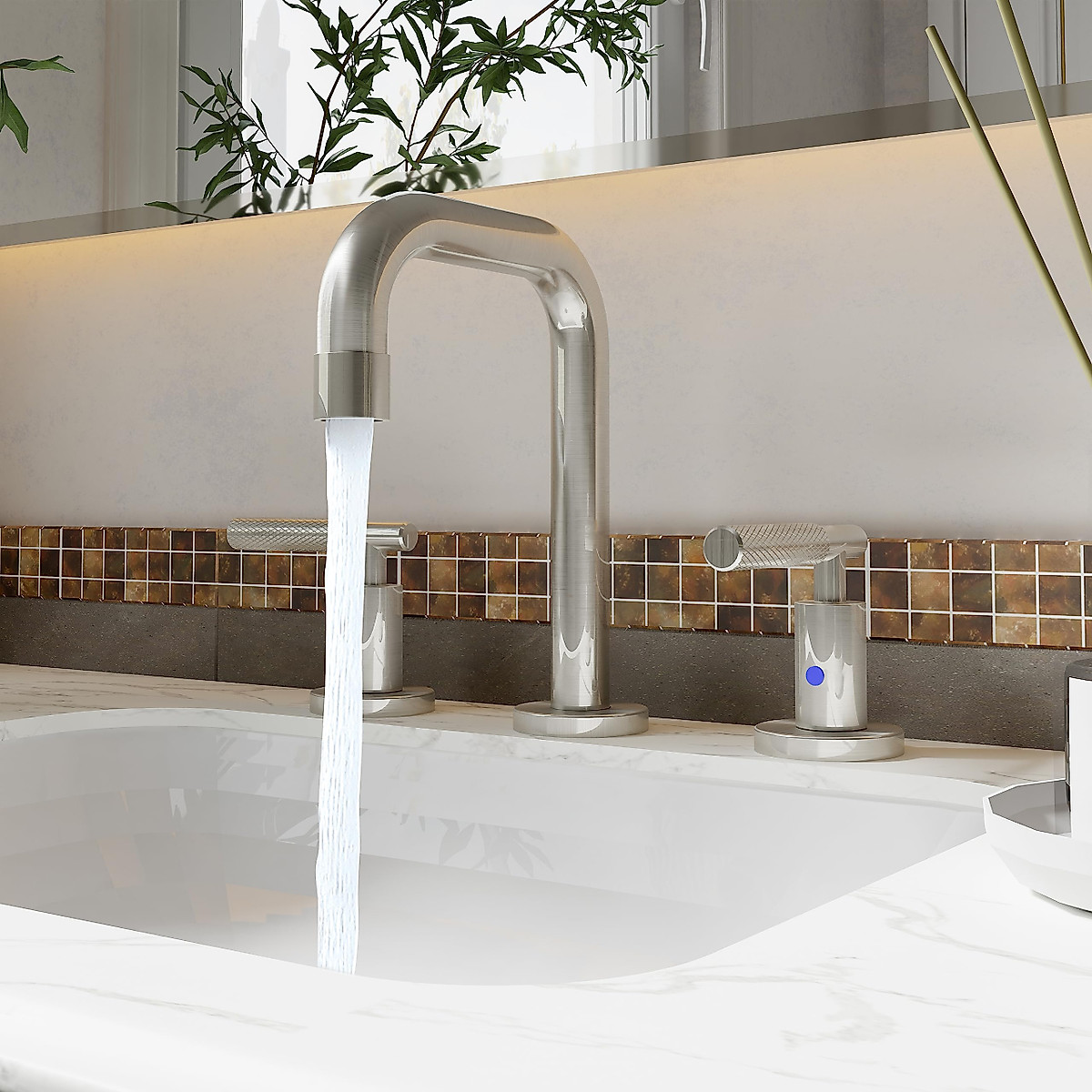 KPAIDA Bathroom Faucets, 3 Hole Bathroom Sink Faucet Brushed Nickel 8 inch Widespread Bathroom Faucet, 2 Handle Faucet for Bathroom Sink Vanity with Pop Up Drain