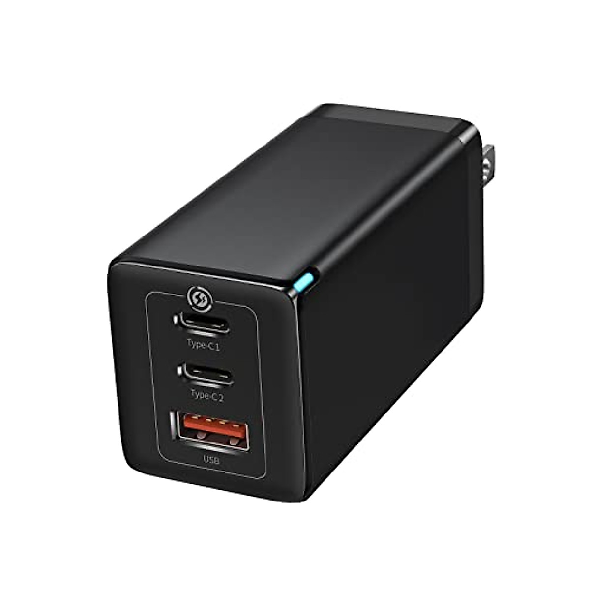 Baseus USB C Charger, 65W 3 Port Foldable USB C Wall Charger, Fast PD GaN Charger for iPhone 14/14 pro/13 Pro/13 Pro Max/SE/Mini/11/XR/XS, Steam Deck, Samsung S22+/S22, MacBook, iPad, Pixel 6, Black