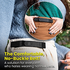 BeltBro For Women No Buckle Elastic Belt — 6 Pack (S, M, L) x 2 — Fits 1 Inch Belt Loops, Easy To Use