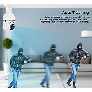 Security Camera, Full-HD 1080P 360° Panoramic 2.4G&5Ghz Wireless WiFi Camera,LED Light Bulb Camera with Infrared Night Vision & Motion Detection & 2-Way Audio Home Camera for Baby/Elder/Pet +32GB