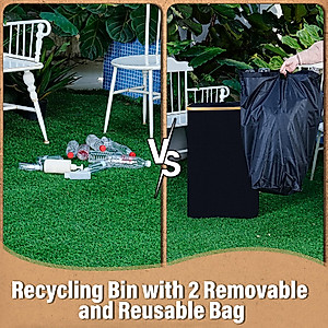 efluky Recycling Bin for Kitchen 26 Gallon, 100L Recycle Bin with 2 Removeable and Reusable Inner Bag, Large Recycling bin with lid for Bottle Can Plastice Stickers (Black)