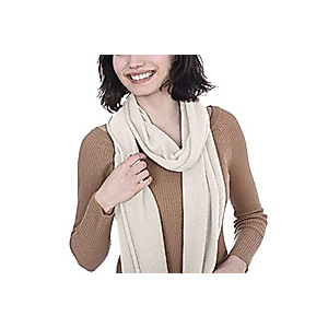 Cashmeren Unisex Matching Scarf and Gloves Set 100% Pure Cashmere Plain Knit Winter Accessories (Scarves and Gloves Sold Separately) (Undyed White, One Size)