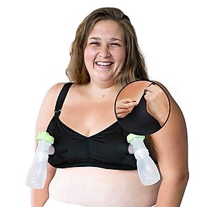 The Dairy Fairy Rose Pumping Bra Hands Free Nursing Bras for Breastfeeding, Soft Breast Feeding Bras for Women of All Body Types, Breast Pump Bra Essentials for Sleep, Maternity, Black, Medium