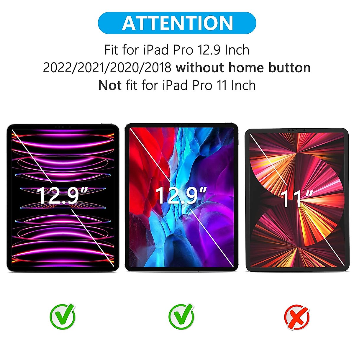 SPARIN 2 Pack Screen Protector Compatible with iPad Pro 12.9 inch 2022/2021/2020/2018 Released (6th/5th/4th/3rd) without Home Button, Tempered Glass Screen Protector Work with Face ID