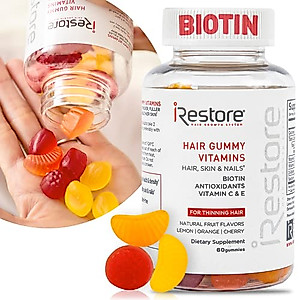 iRestore Hair Gummy Vitamins, Vegan Biotin Gummies for Hair Skin and Nails Gummies, Hair Gummies, Biotin Gummies for Hair Growth Biotin Vitamins Hair Vitamins Gummies for Women & Men, Biotin 5000mcg