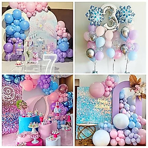 HILAVO Pink Purple Blue Balloons 60Pcs 12 Inch Pastel Pink Blue Purple Party Balloons Metallic Pearl Blue Purple Latex Balloon for Girl Mermaid Winter Frozen Birthday Baby Shower Party Decoration