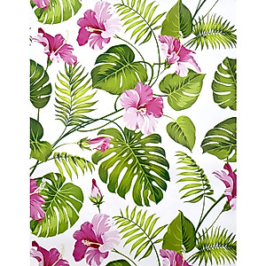 SimpleLife4U Hawaii Flower Style Furniture Paper Self-Adhesive Shelf Liner Makeup Jewelry Cabinet Decor 17.7 Inch By 9.8 Feet