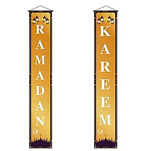 Pudodo Ramadan Kareem Porch Banner Eid Mubarak Islam Mosque Front Door Party Decoration