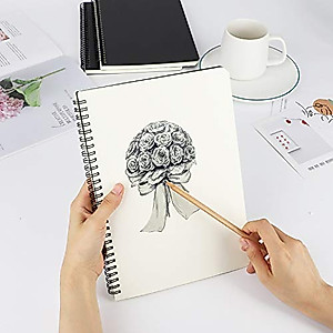 EUSOAR Blank Notebook Journal, B5 3 packs 7.3"x10.2" Black Hardcover Spiral Plain Travel Writing Notebooks, Notepad Sketchbook, Students College Office Business Subject Diary Spiral Book Journal