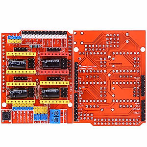 DAOKI CNC Shield V3.0 Expansion Board Kit with Board for Arduino, 4PCS DRV8825 Stepper Motor Driver and Heatsink, 10PCS Jumper Cap, USB Cable for Engraving Machine