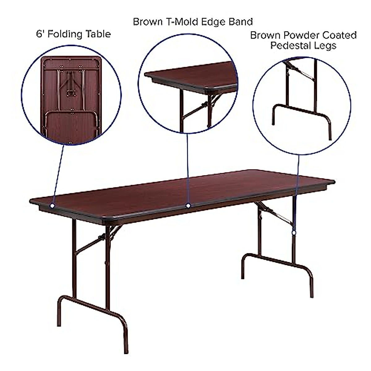 Flash Furniture Frankie 6-Foot Mahogany Melamine Laminate Folding Banquet Table