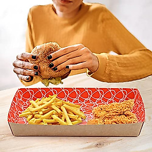 Fasmov 80 Pack Big Food Serving Tray, Lunch or Cafeteria Food Tray, Serving Boats for Nachos, Fries, Hot Corn Dogs, and More, 10.5” x 7.5” x 1.5”