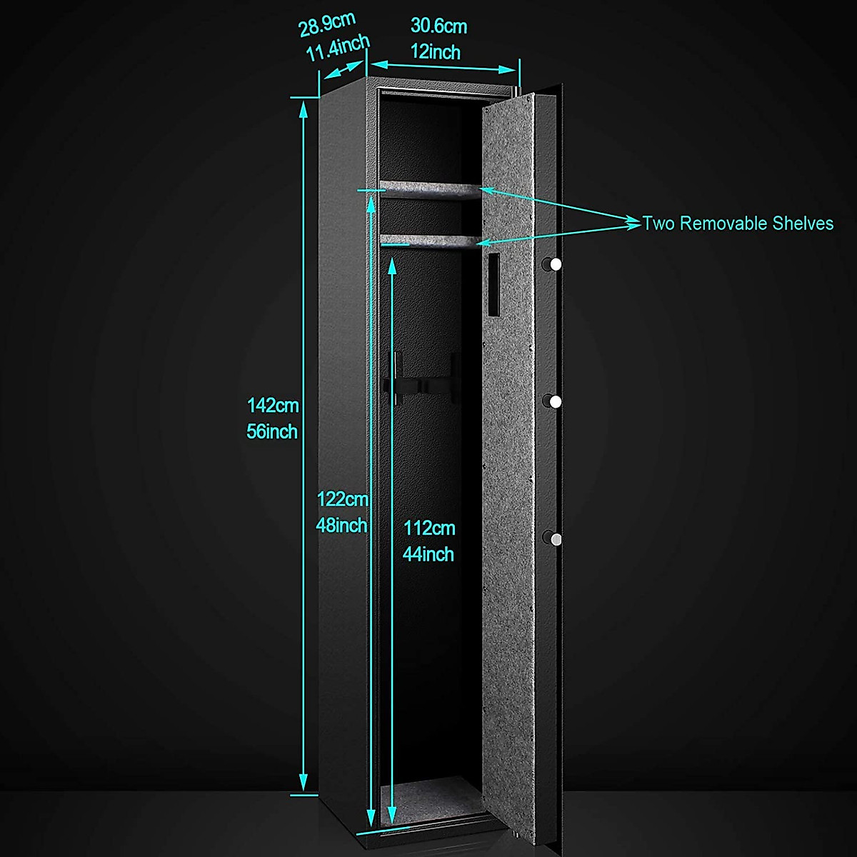 LANGGER V Biometric Gun Safe for Rifle, Upgraded Quick Access 4-Gun Large Rifle Gun Security Cabinet for Rifle Shotgun Firearms, with 2 Removable Storage Shelves