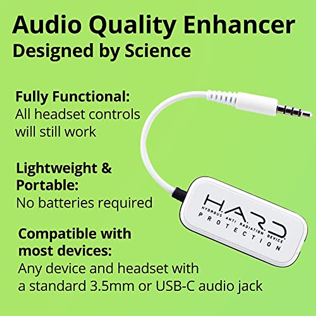 Shield Your Body Headset Audio Quality Enhancer, Air Tube Alternative, Wire Headphone Audio Filter, Headphone Jack Adapter Compatible with 5G Devices, Includes USB C to 3.5mm Audio Adapter