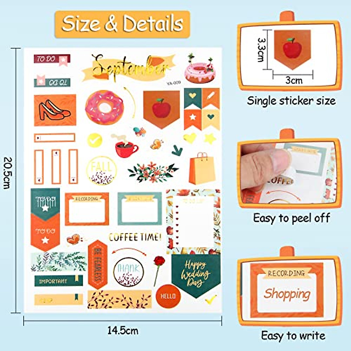 Gold Foil Planner Stickers, 27 Sheets/1230+ Stickers - Seasonal, Inspirational, Motivational, Holiday, Decorative Stickers for Planner Organizer Journal Calendars -Cute Aesthetic Stickers (Upgrade)