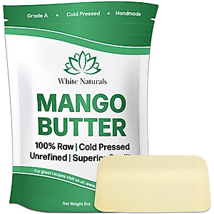 Mango Butter Raw Organic Unrefined Natural Pure Skin & Hair Moisturizer, Cold Pressed, Use with Shea in DIY Whipped Body Butter, Soap Making, Mango Seed Body Lotion, Lip Balm Hand Cream 16oz Block