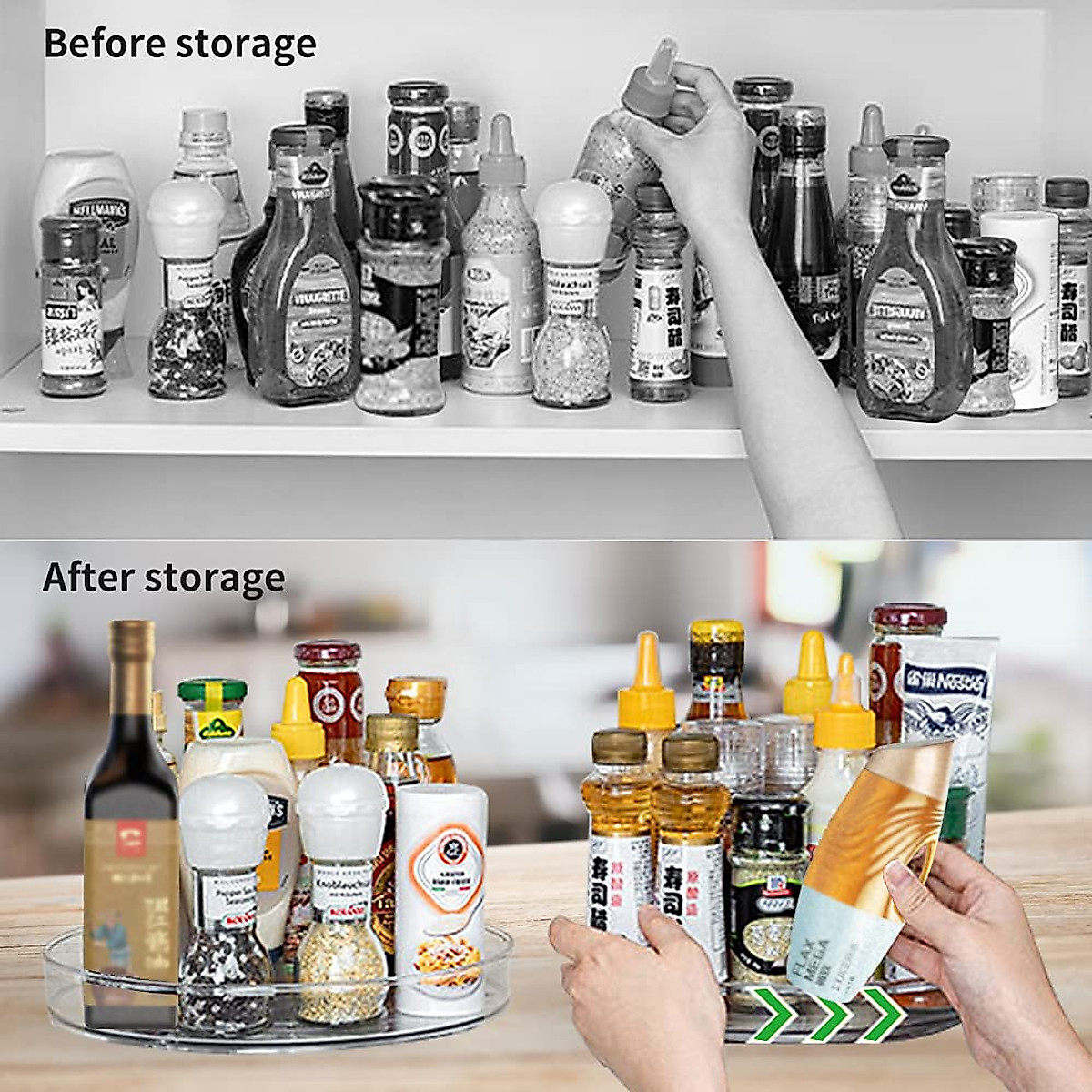 2 Tier Lazy Susan Organizer for Cabinet, 9-Inch Clear Lazy Susan Turntable for Cabinet Organizer, Skincare Organizer , Spice Storage Containers