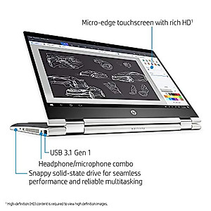 HP Pavilion X360 14-Inch Convertible Touchscreen Laptop, 8th Gen Intel Core I5-8265U, 8 GB RAM, 512 GB Solid-State Drive, Windows 10 Home (14-cd1020nr, Natural Silver)
