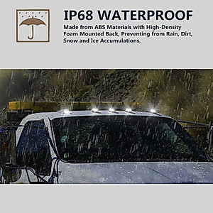 5 X Cab Marker Light,Smoke Lens White LED Cab Roof Running Lights, Accessories Light w/Wiring Pack Compatible with 1999-2016 F150 F250 F350 F450 F550 F650 F750 E150 E250 Super Duty Pickup Trucks