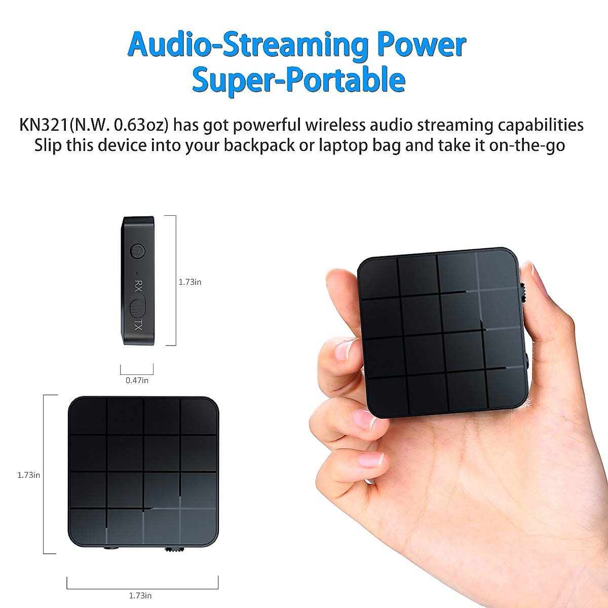 VR-robot Bluetooth 5.0 Audio Transmitter Receiver Adapter, 2-in-1 Wireless 3.5mm aptX Low Latency Stereo Audio Adapter for Home Sound System/TV/PC/Tablet/Speaker Headphone