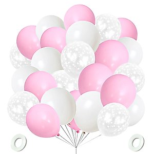 12inch Pink White Balloon and Transparent Pentagram Printed Balloon for Wedding Bridal Birthday Baby Shower Decoration