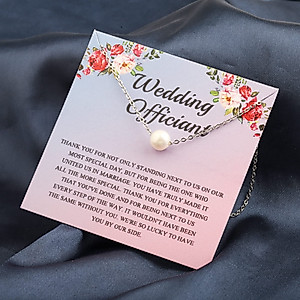 BEKECH Wedding Officiant Jewelry Pastor Marriage Commissioner Pearl Necklace Gift for Officiant Minister Proposal from Bride