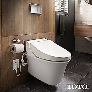 TOTO SW2043R#01 C200 Electronic Bidet Toilet Cleansing Water, Heated Seat, Deodorizer, Warm Air Dryer, and PREMIST, Round, Cotton White