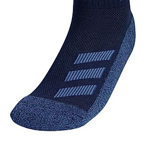 adidas Kids-Boy's/Girl's Cushioned Angle Stripe Quarter Socks (6-Pair), White/Collegiate Navy/Wonder Steel Blue, Medium