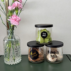 Oui Yogurt Jar Lids 12 Pack Black Metal Oui Lids for Yoplait Yogurt Container, lids for oui yogurt jars with repeat writing label and white chalk