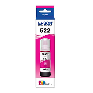 Epson 522 EcoTank Ink Ultra-high Capacity Bottle Magenta (T522320-S) Works with EcoTank ET-2720, ET-2800, ET-2803, ET-2840, ET-4700, ET-4800, ET-4810