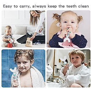 Promise Babe U Shaped Toothbrush Kids Food Grade Silicone Brush U-Shaped Kids Toothbrush, Premium Soft Manual Training Toothbrush for Kids 2-6 Years Old.Light Grey