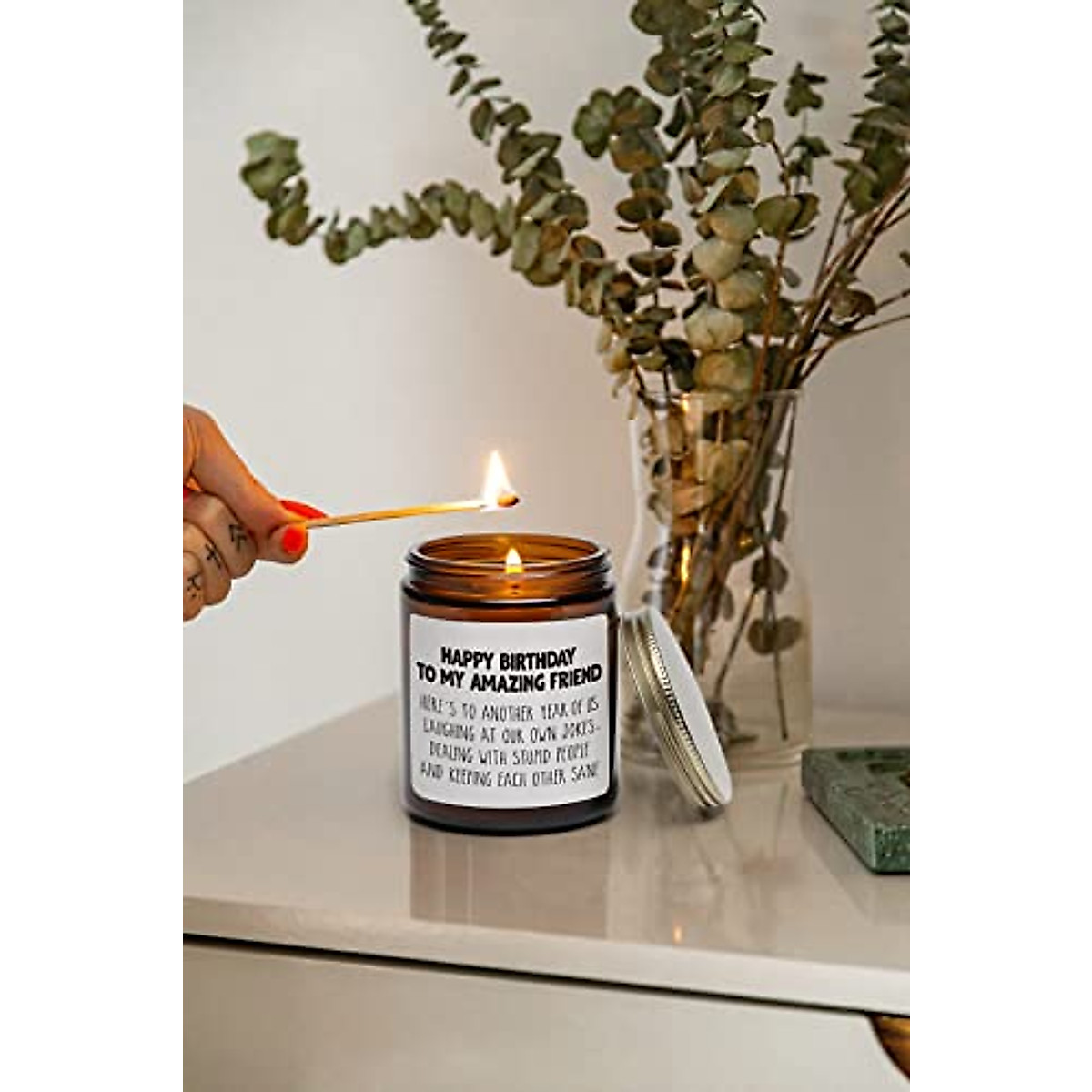 Happy Birthday Gifts Candle for Friend Funny Gift Candle for Men Women Partner BFF Coworker (Friend-WH)