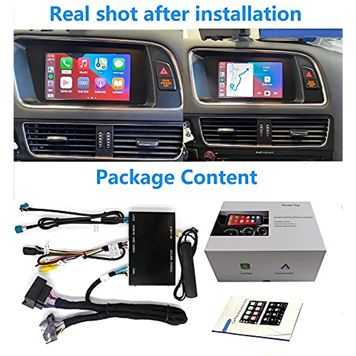 Road Top Wireless Carplay Android Auto Retrofit Kit for Audi A4 A5 S4 S5 RS4 RS5 Q5 2008-2015 with 3GMMI Factory Screen Update, Support Mirrorlink, Siri, Original Control, Camera