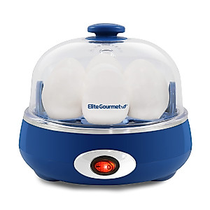 Elite Gourmet EGC322CBL Easy Egg Cooker Electric 7-Egg Capacity, Soft, Medium, Hard-Boiled Egg Cooker with Auto Shut-Off, Measuring Cup Included, BPA Free, Classic Blue