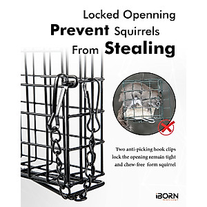 iBorn Suet Feeder Suet Bird Feeders for Outside Hanging,Squirrel Proof Suet Cakes Bird Feeder for Wild Birds,Metal Brown(Pack of 1)