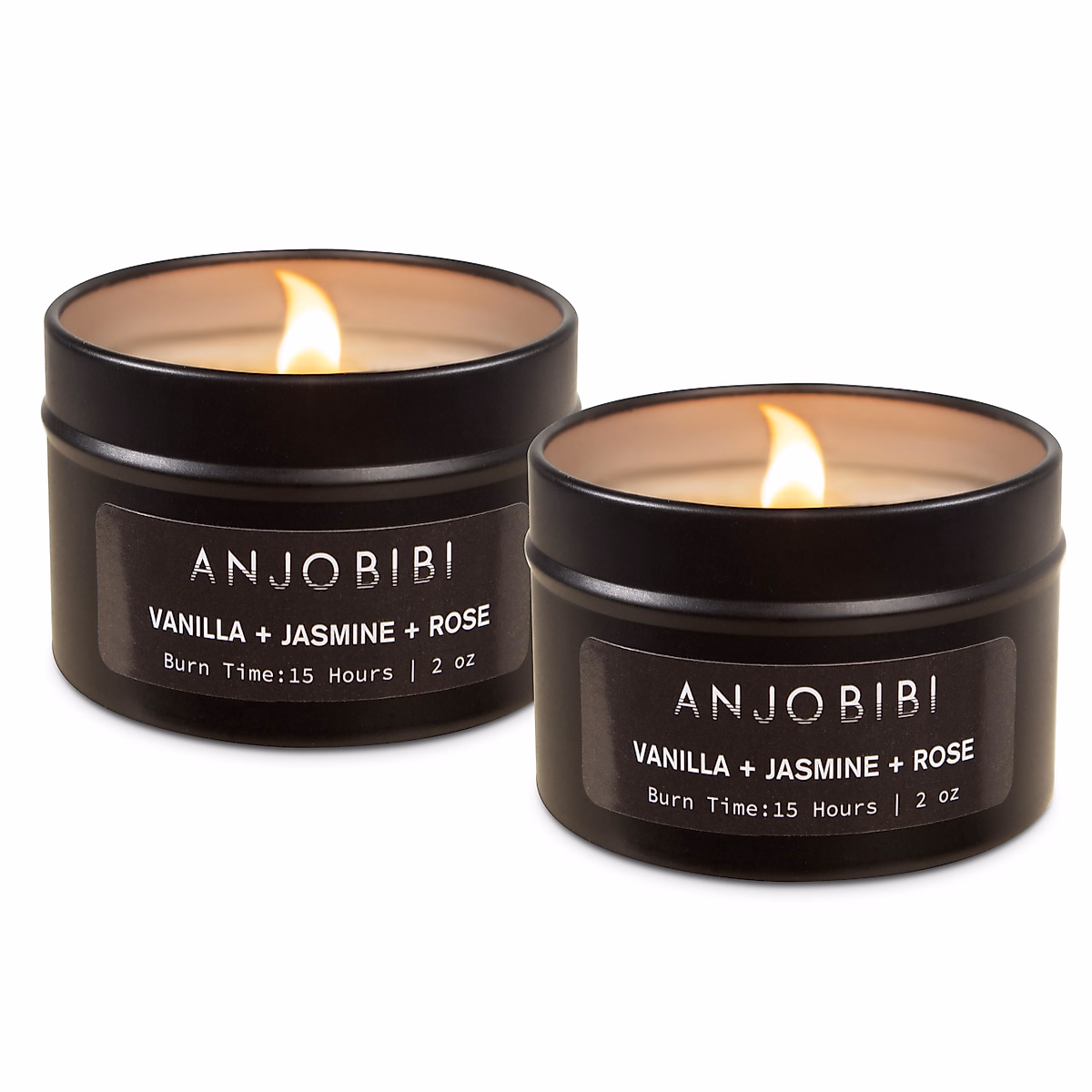 Vanilla & Jasmine & Rose Scented Candle Gifts for Women （2 Pack） - 2 Oz - 15 Hour Burn Time Long Lasting Candle，All Natural, Soy Candles, Soothe