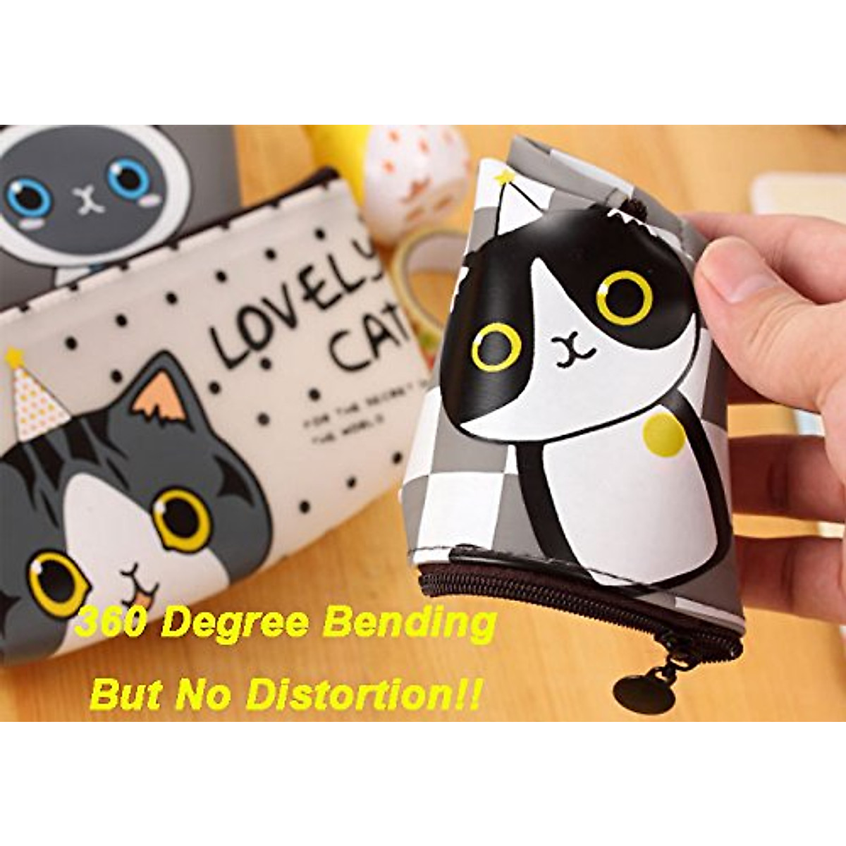 Set of 4 - ZICOME Adoarable Cat Style Memories Pastorable Pencil Case Coin Makeup Bag Purse Case