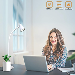 CeSunlight Clip on Reading Light, Clamp Lamp for Desk, 3000-6500K Adjustable Color Temperature, 6 Illumination Modes, 10 Led Beads(White)