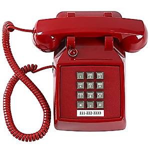 Vintage Red Desk Phone: Classic Landline w/ Large Buttons