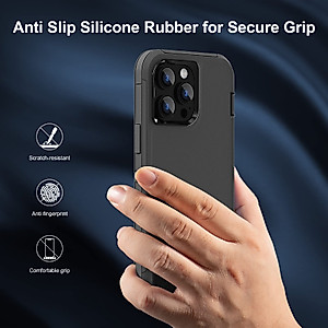 Case Compatible with iPhone 14 Pro Max, Heavy Duty Protective Black Phone Case, Full Body Shockproof Durable Silicone Rubber with Hard PC Rugged Sturdy Phone Cover for 14 Pro Max 6.7 Inch. (Black)