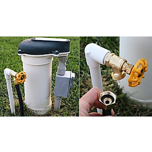 Winterize Sprinkler Systems and Outdoor Faucets: Air Compressor Quick-Connect Plug To Female Garden Hose Faucet Blow Out Adapter with Shut Off Valve (Lead-Free Brass), 14" Long