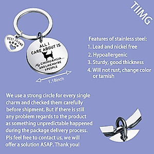 TIIMG Chihuahua Dog Keychain Chihuahua Mom Dad Gift Pet Dog Lover Gift Gift for Chihuahua Love (All care chihuahua)
